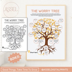 The Worry Tree Worksheets,anxiety Relief, DBT, CBT Worksheets, Tree of ...