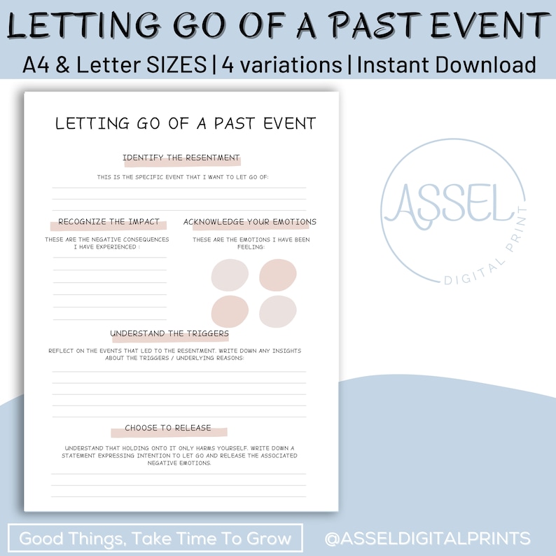 Letting Go Worksheet, Forgiveness Printable Journal (digital Download ...