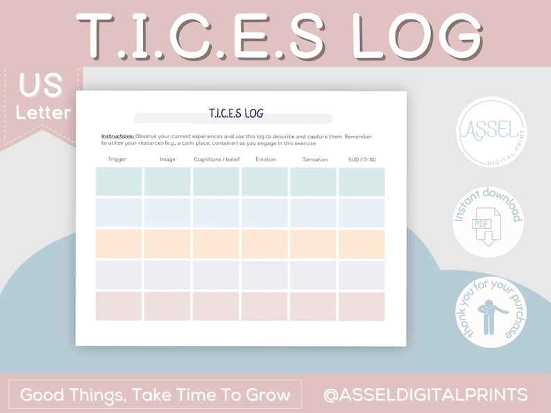 EMDR TICES Log, Therapy Tools (digital Download) - Etsy