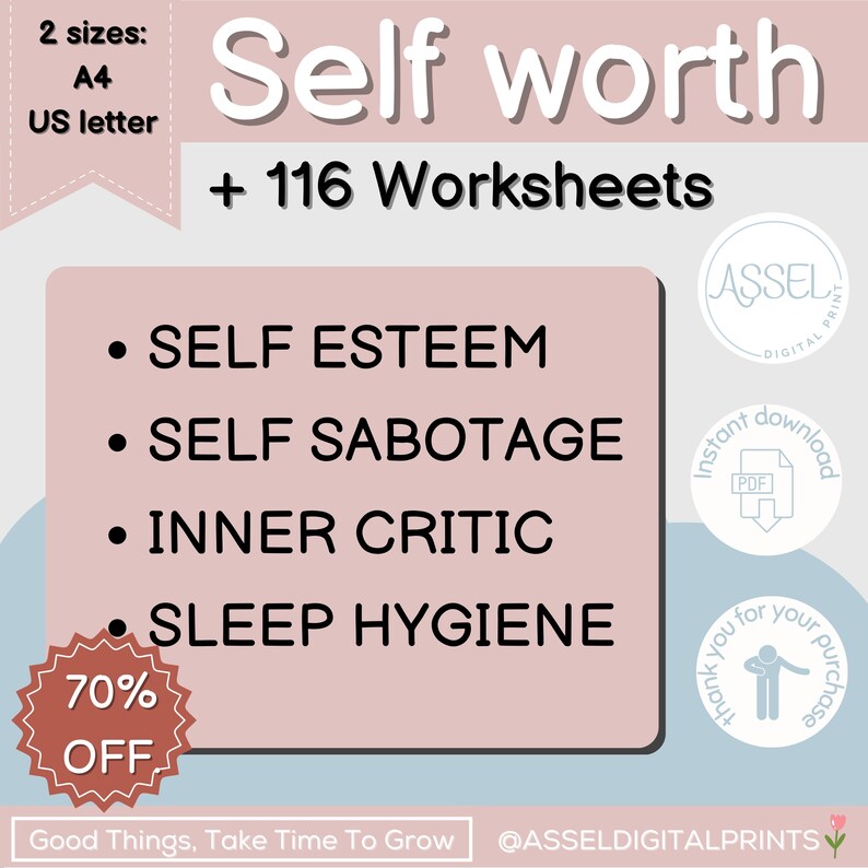 Self Worth Worksheets Bundle, Self Esteem, Inner Critic (PDF Download) - Etsy