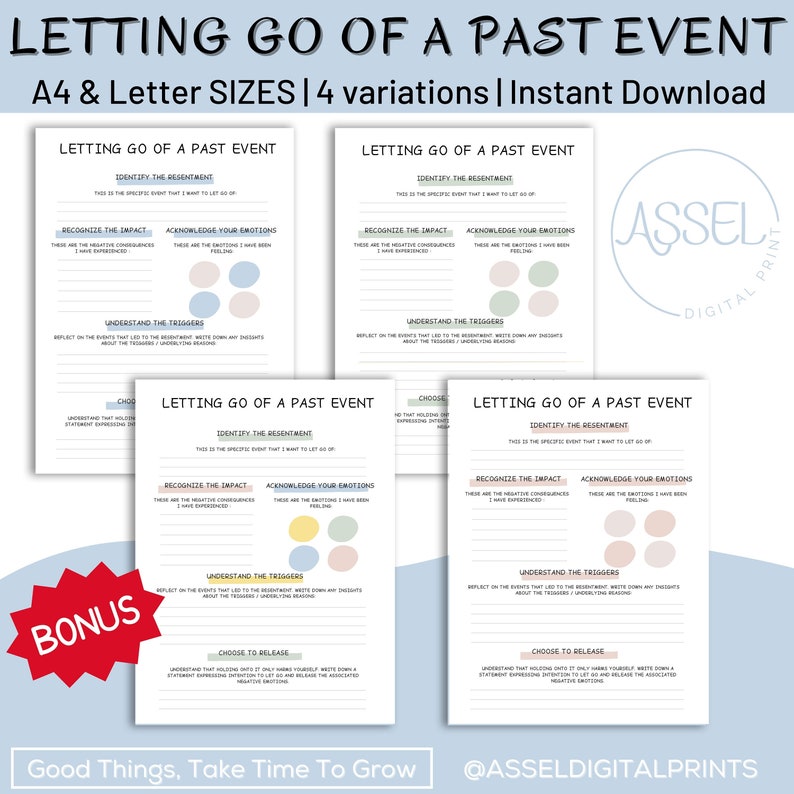 Letting Go of the Past or a Resentment,letting Go Forgiveness Printable ...