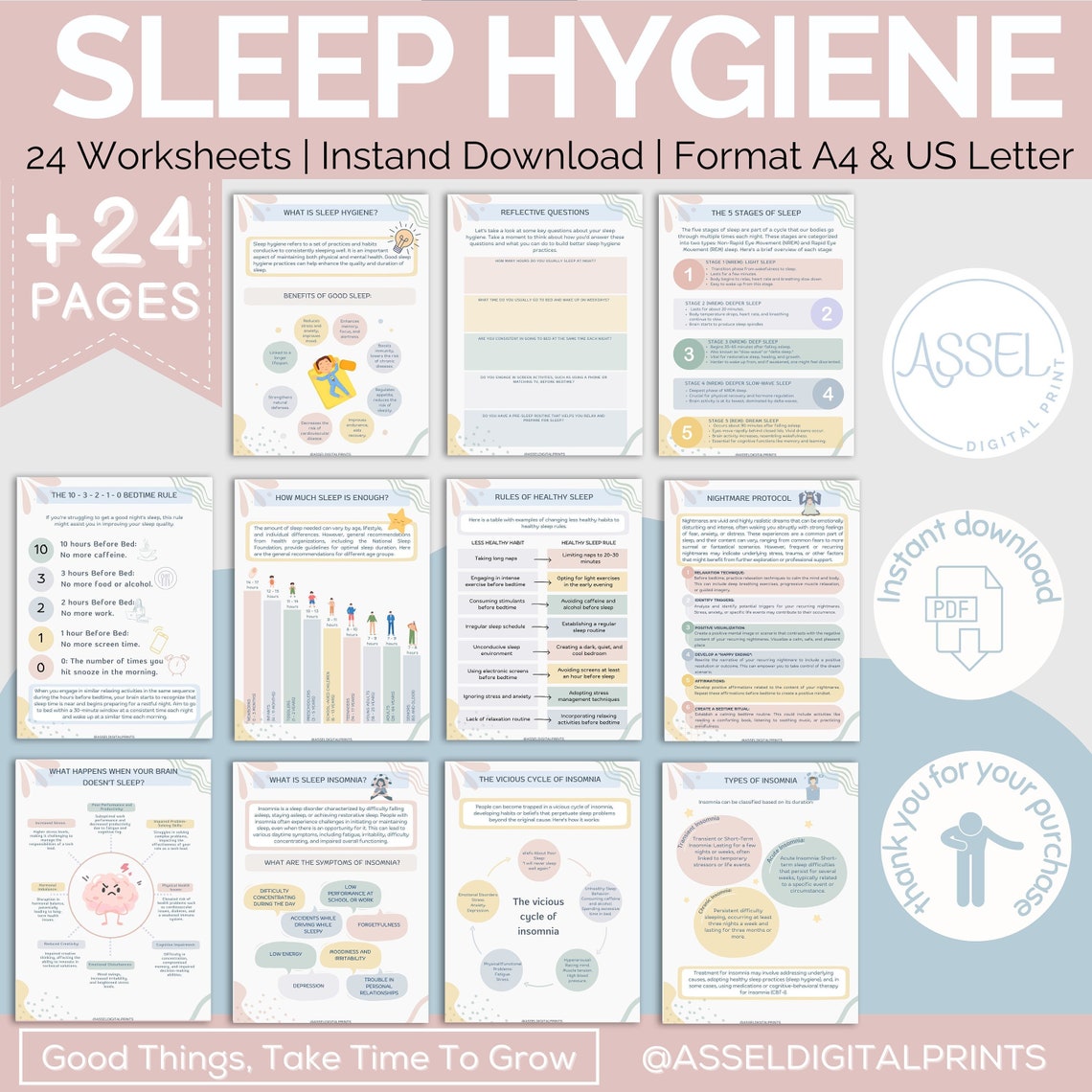 Sleep Hygiene Worksheets,cbt Worksheets, Insomnia Worksheets , Sleep ...