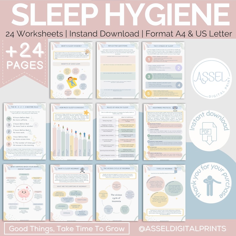 Sleep Hygiene Worksheets,cbt Worksheets, Insomnia Worksheets , Sleep ...