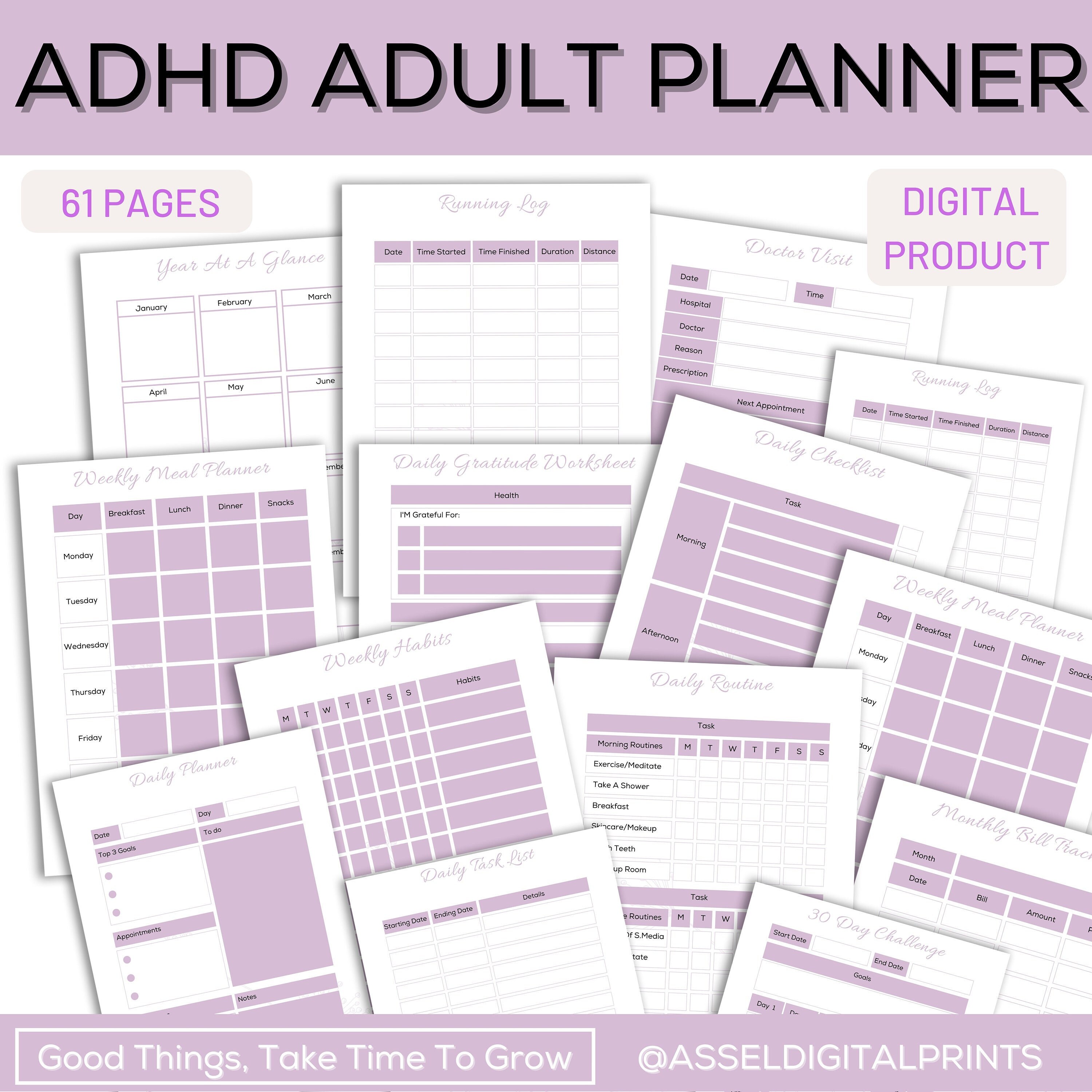 ADHD Planner Adults, ADHD Planner for Work, ADHD Organization, Weekly ...