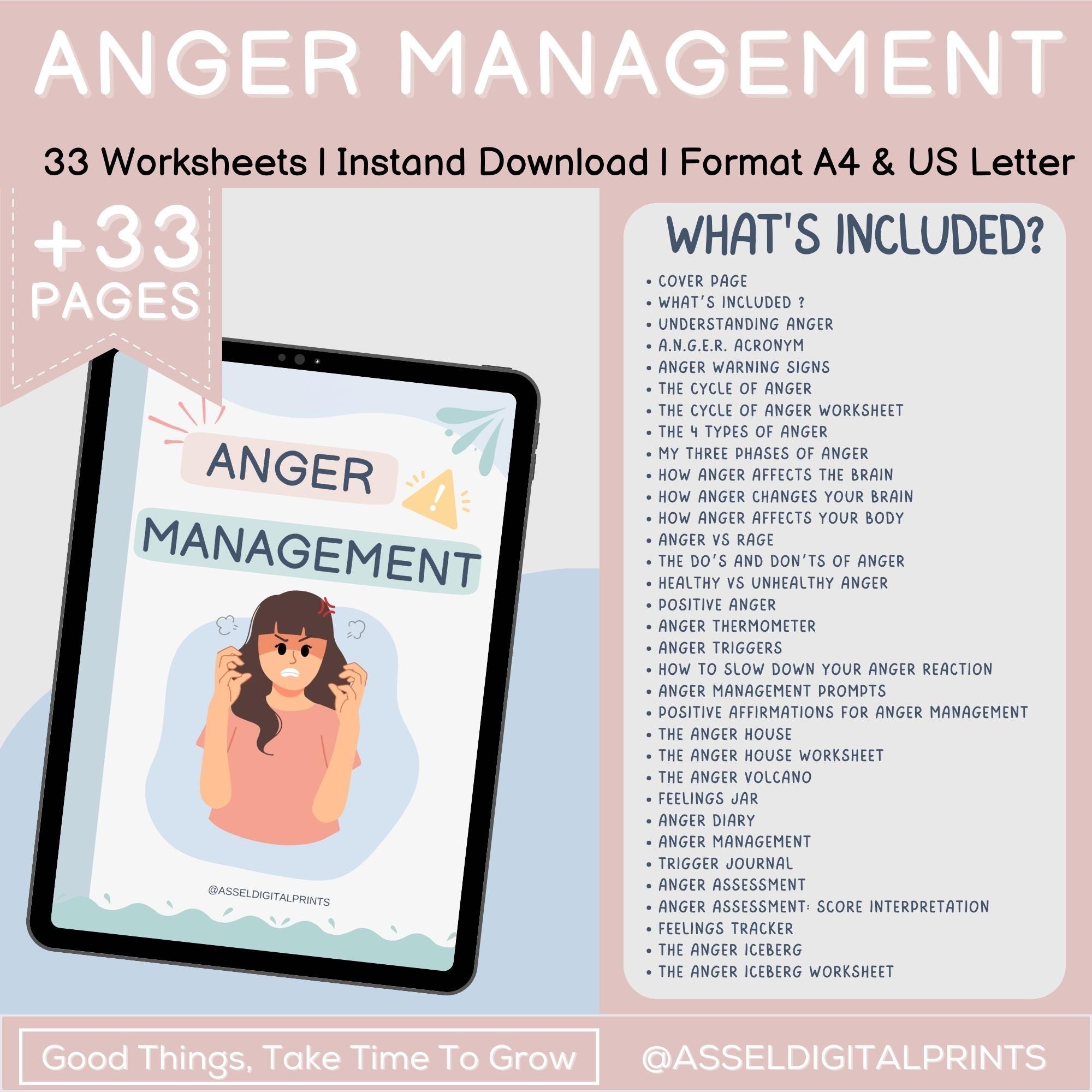 Anger Management Workbook, Calming Strategies Self-control, Therapy ...