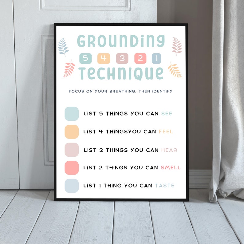 Grounding Technique Poster, Therapy Tools, Grounding Exercise Digital ...