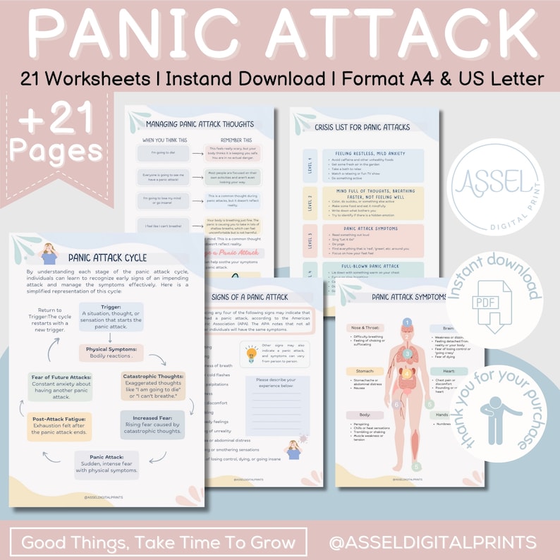 Panic Attack Worksheets, Coping Strategies, Counselor Resources (PDF ...