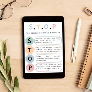 Mental Health Poster, Stop Grounding Technique, Calming Down Corne ...