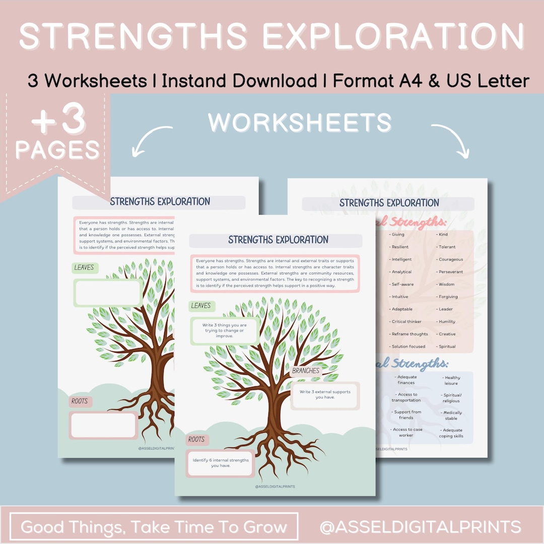 Tree of Strengths Worksheets, Teen Mental Health, Resilience (PDF) - Etsy