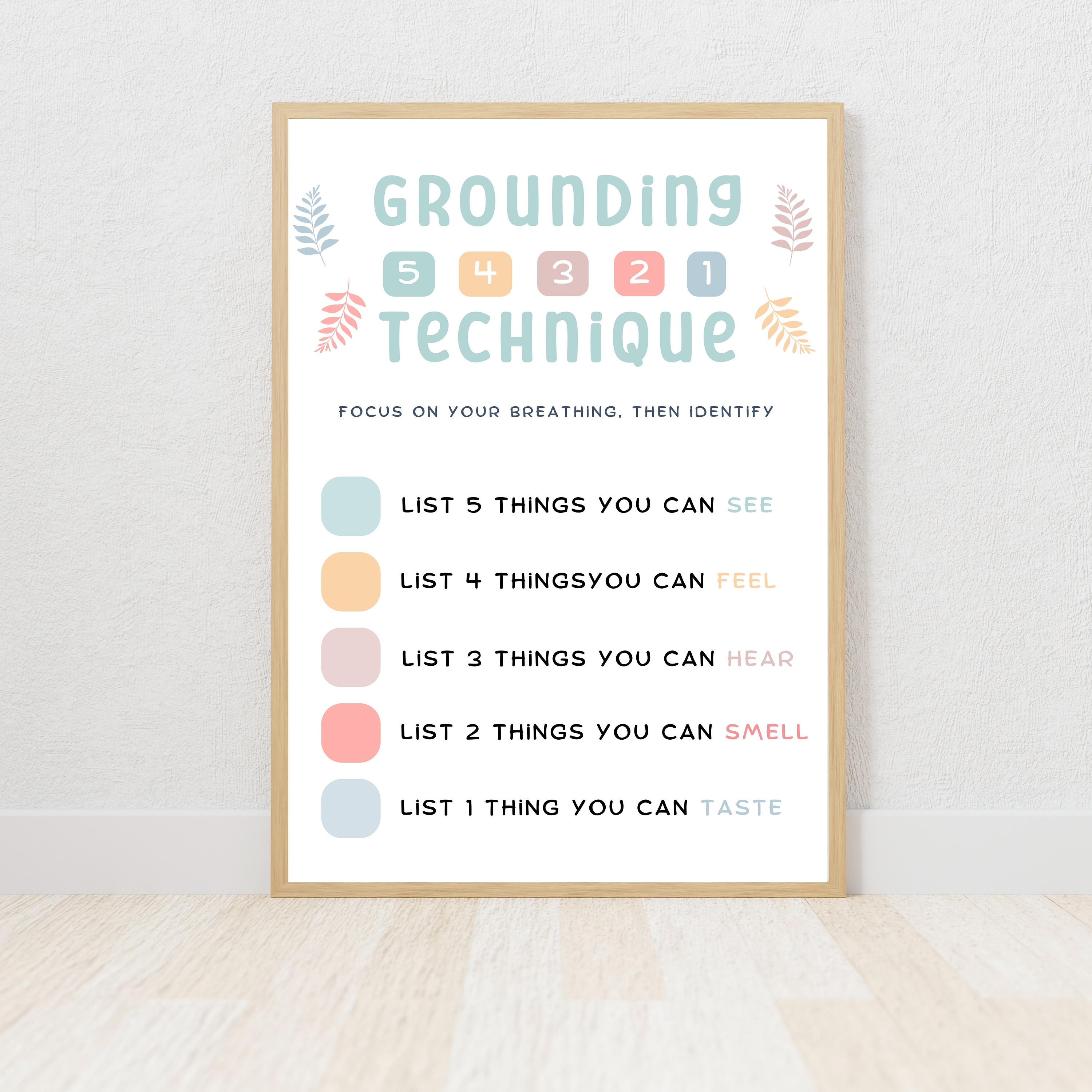 Grounding Technique Poster Therapy Tools Grounding Exercise - Etsy