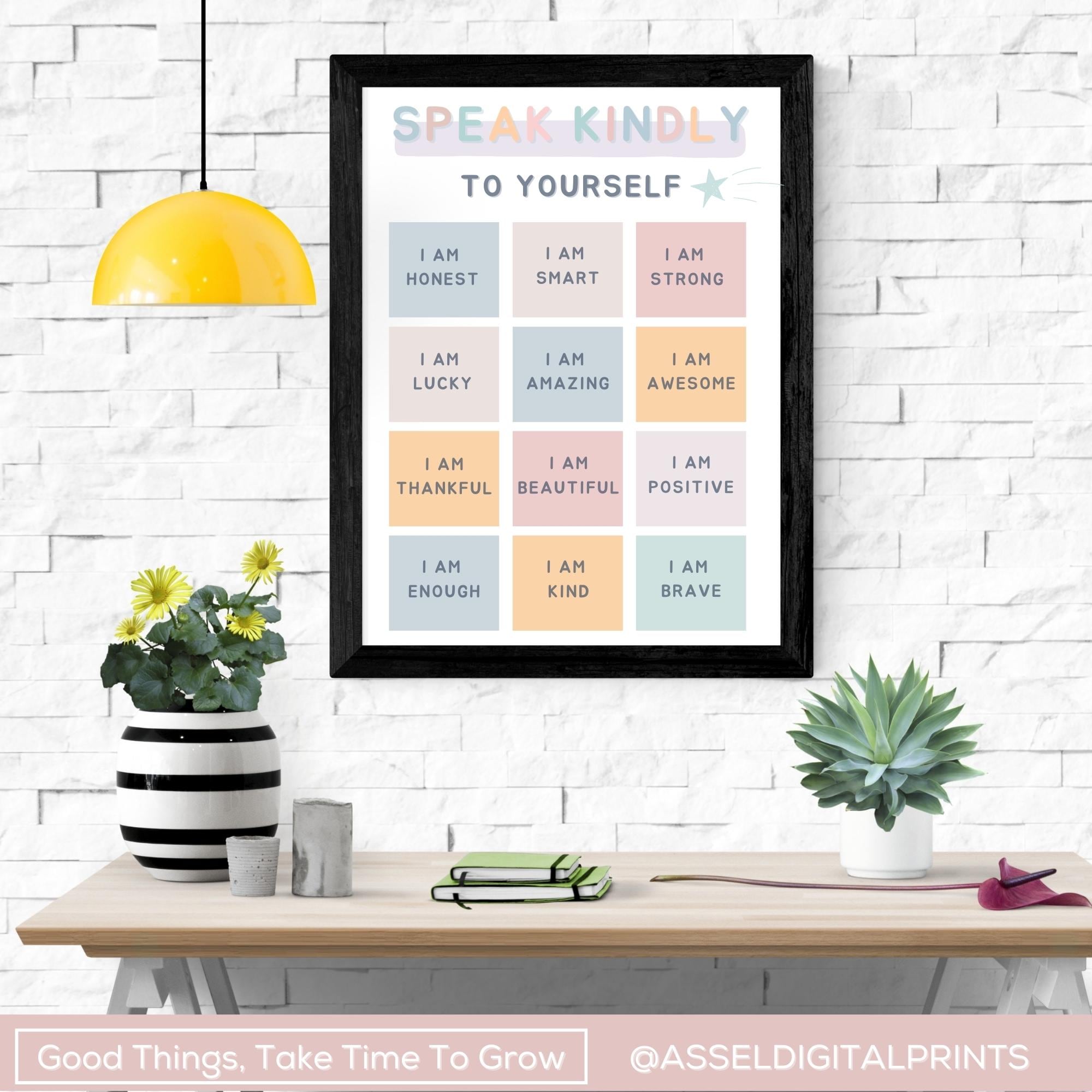 Self Esteem Poster, Tharapy Office Decor, Positive Affirmations ...