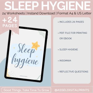 Sleep Hygiene Worksheets, CBT, Insomnia, Sleep Journal (digital ...