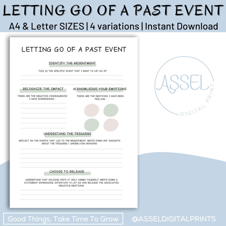 Letting Go of the Past or a Resentment,letting Go Forgiveness Printable ...