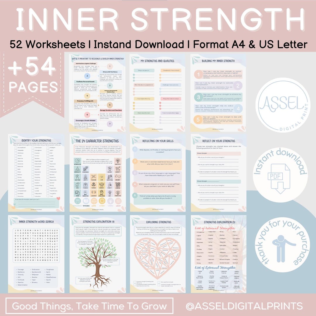 54 Inner Strength Worksheets, Solution Focused Therapy Strengths ...
