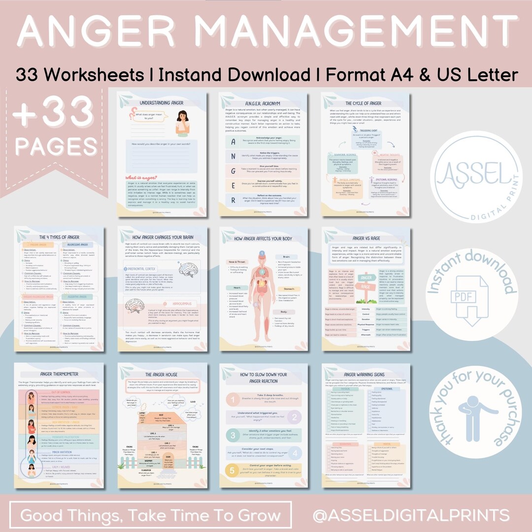 Anger Management Workbook, Calming Strategies Self-control, Therapy ...