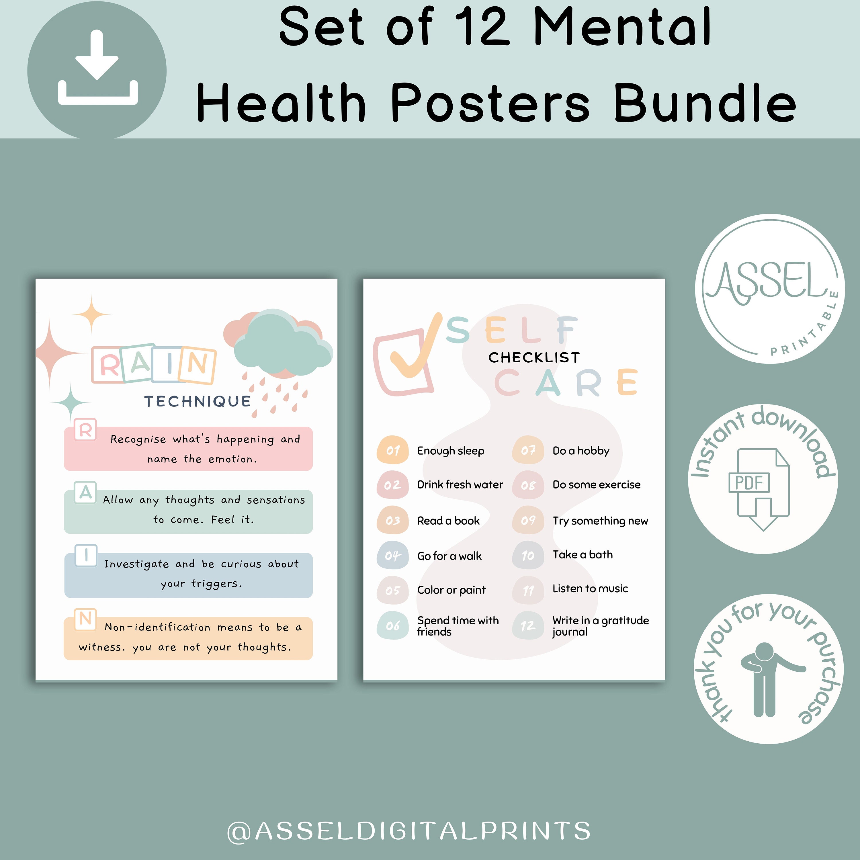 12 Therapist Office Decor School Counselor Posters Social Worker School ...