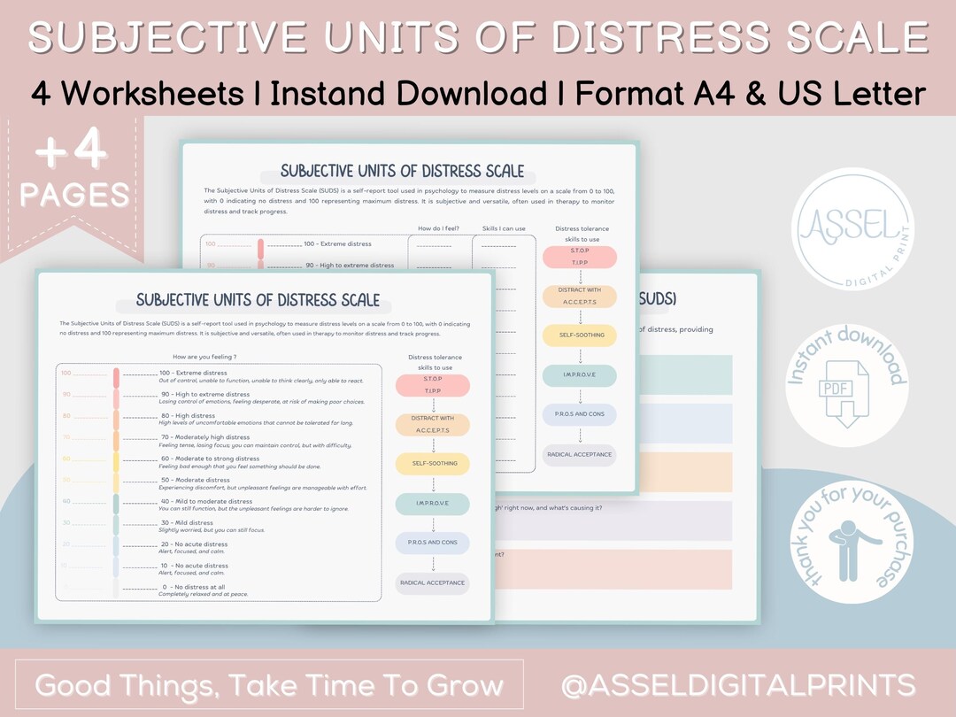 Subjective Units of Distress Scale, Suds , Therapy Worksheet, Emdr ...