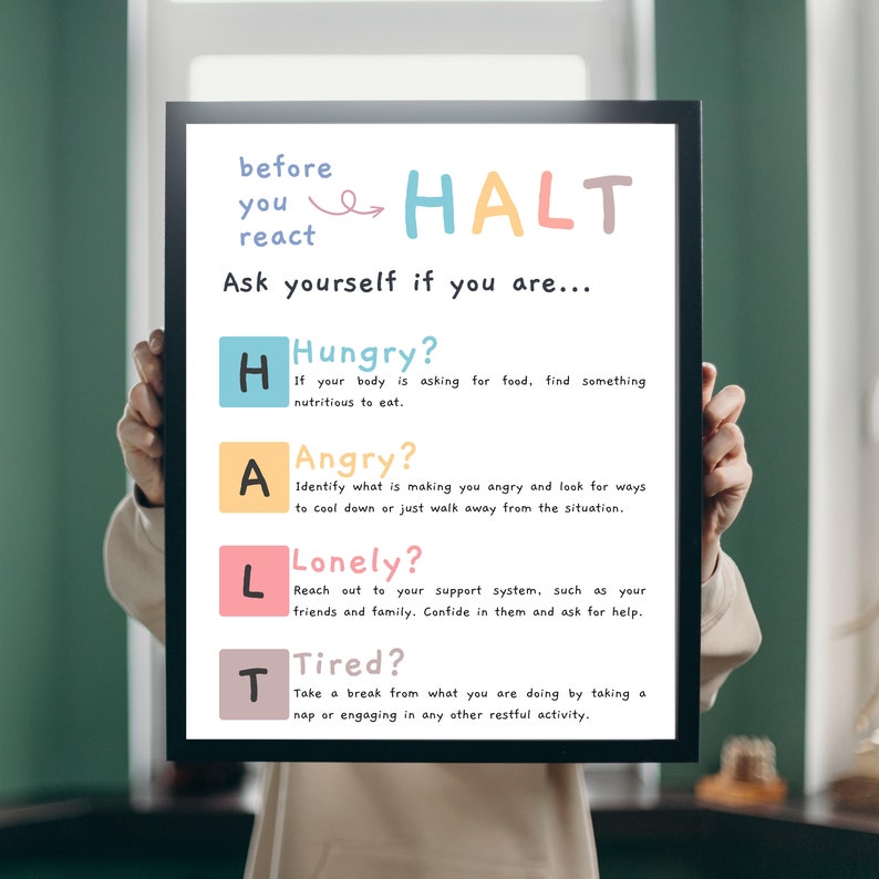 HALT Mental Health Poster: Counselor Office Decor (digital Download) - Etsy