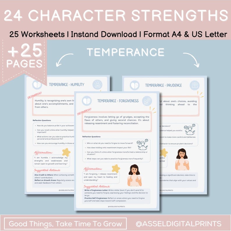 Character Strengths Worksheet Bundle, Teen Mental Health (PDF) - Etsy