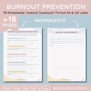 Burnout Prevention Workbook, Overcoming Burnout Worksheets , Stress ...