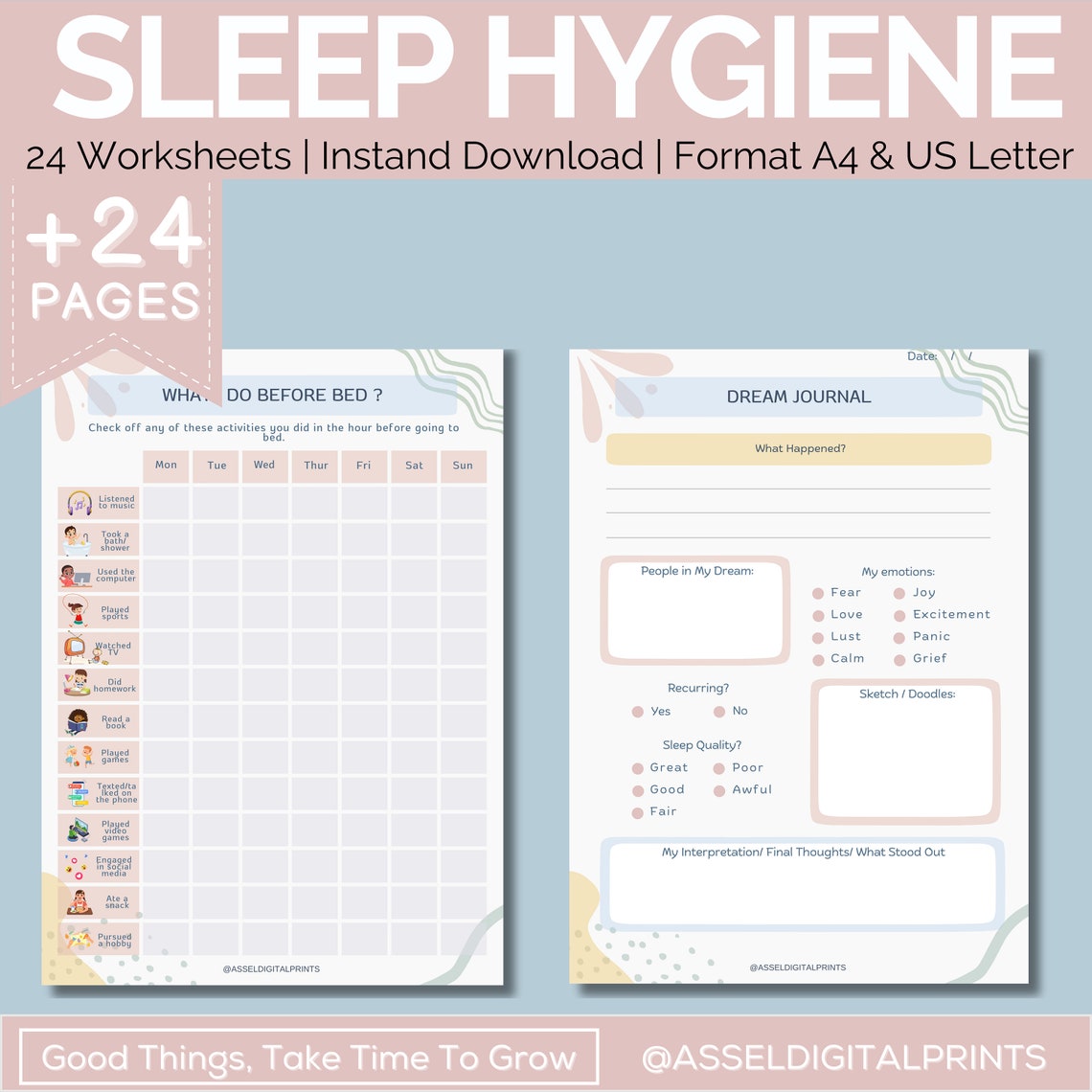 Sleep Hygiene Worksheets,cbt Worksheets, Insomnia Worksheets , Sleep ...