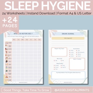 Sleep Hygiene Worksheets, CBT, Insomnia, Sleep Journal (digital ...