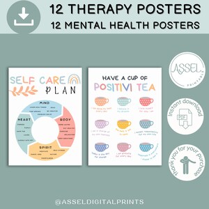 Set of 12 Therapist Office Decor School Counselor Posters , Therapist ...