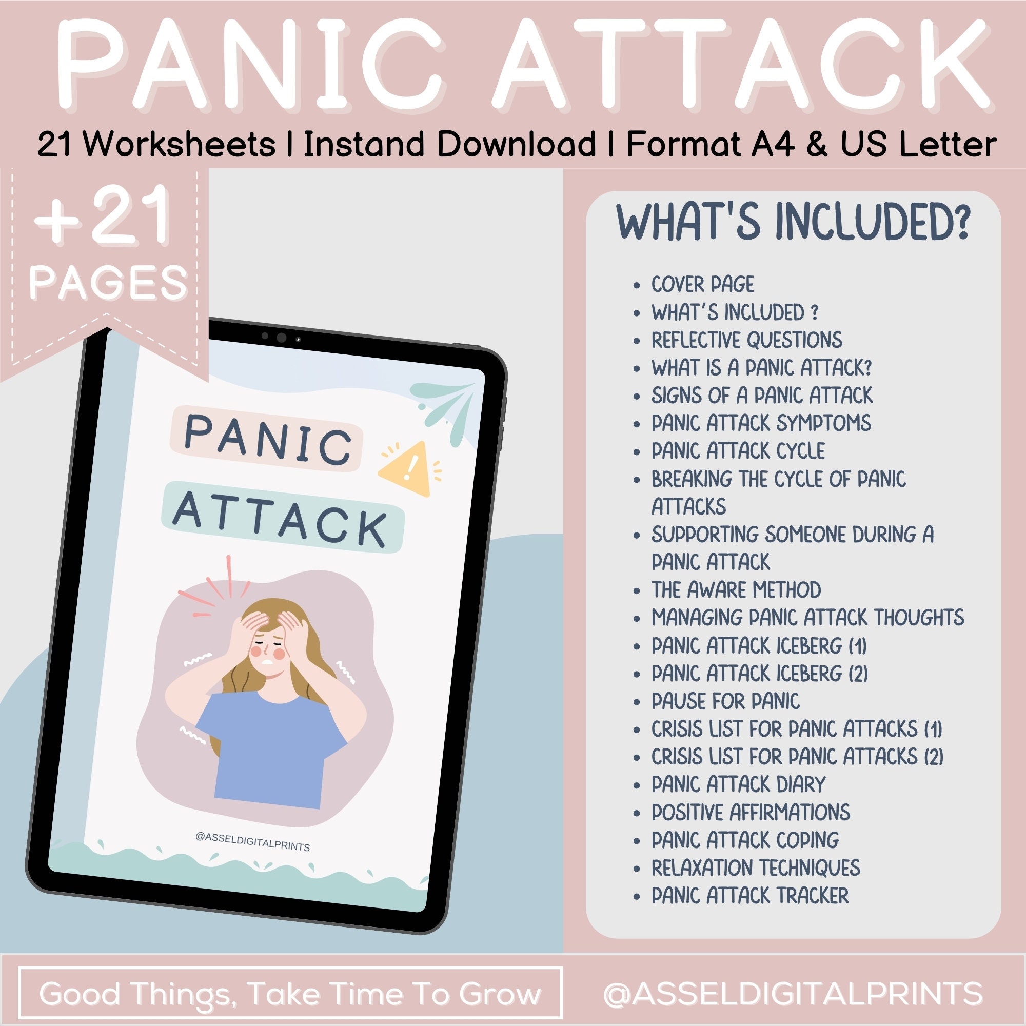 Panic Disorder Worksheet ,panic Attack Workbook, Supporting Someone Through Panic, Anxiety ...