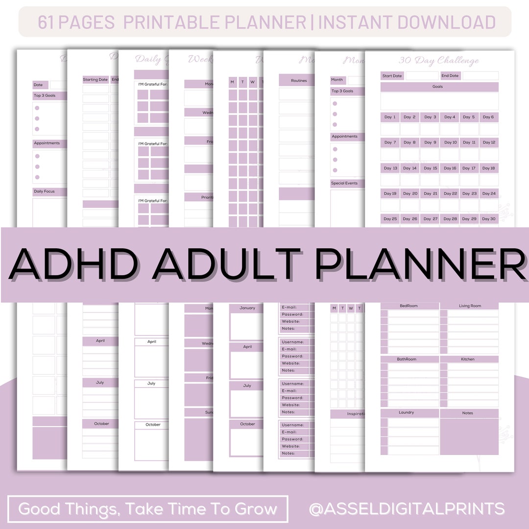 ADHD Planner Adults, ADHD Planner for Work, ADHD Organization, Weekly ...