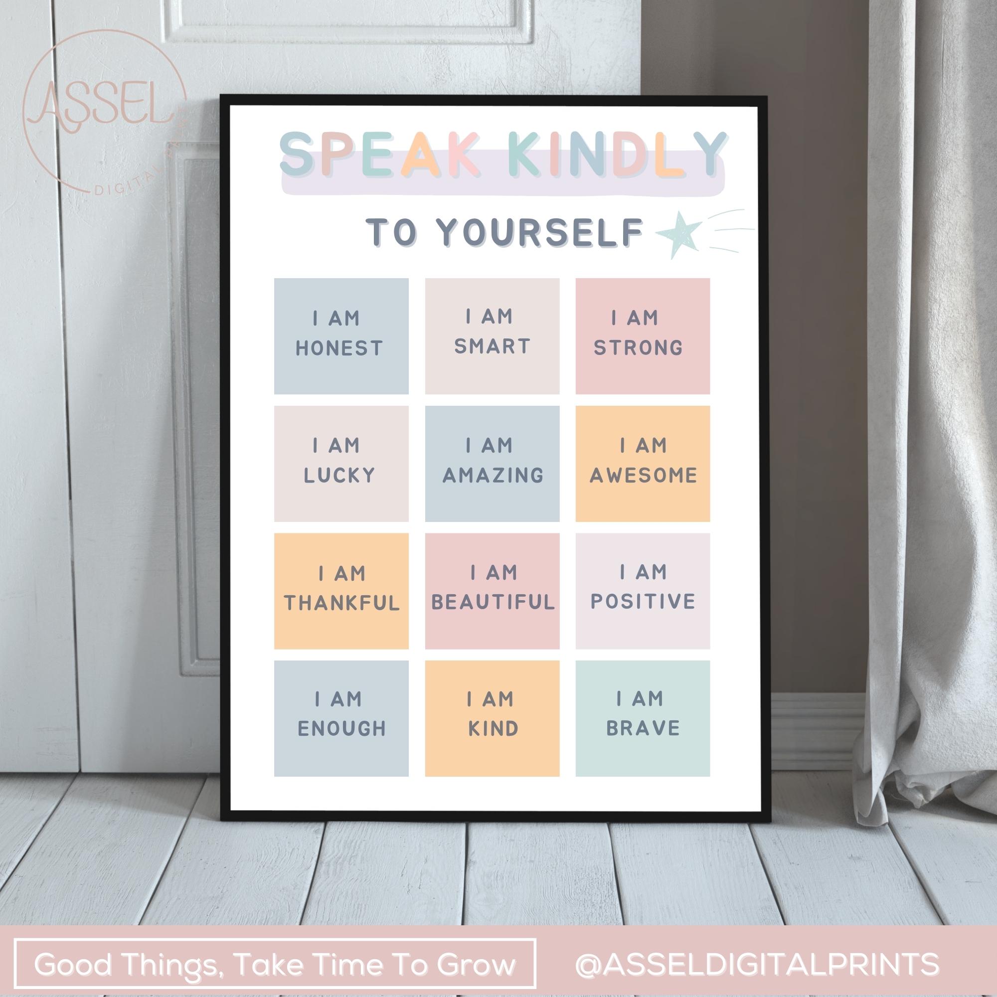 Self Esteem Poster, Tharapy Office Decor, Positive Affirmations ...