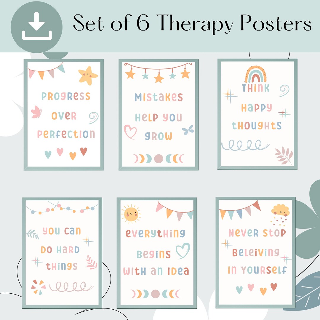 Classroom Mental Health Posters, Set of 6, Therapy Office Decor ...