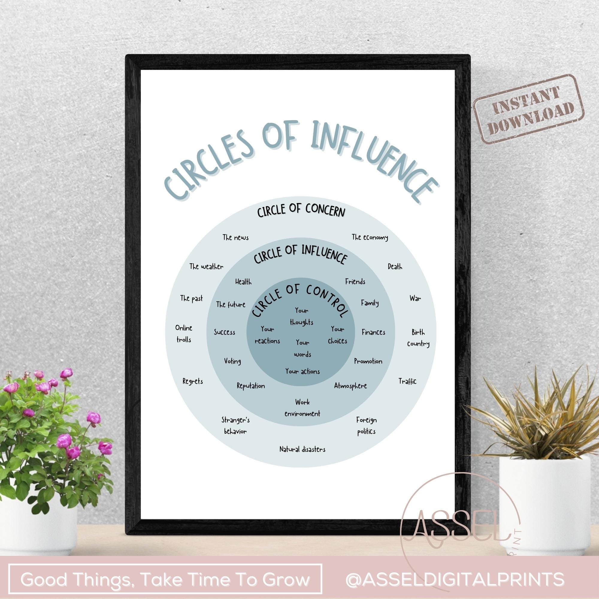 Circle of Control Therapy Print, CBT Counseling Tool (digital Download ...