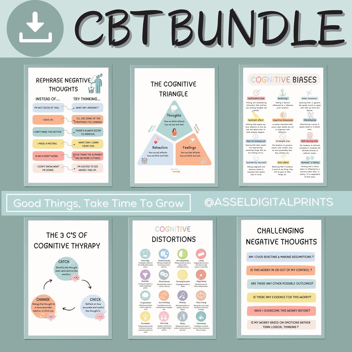 Set of 6 CBT Posters Bundle Psychologist Resources Therapy - Etsy Canada