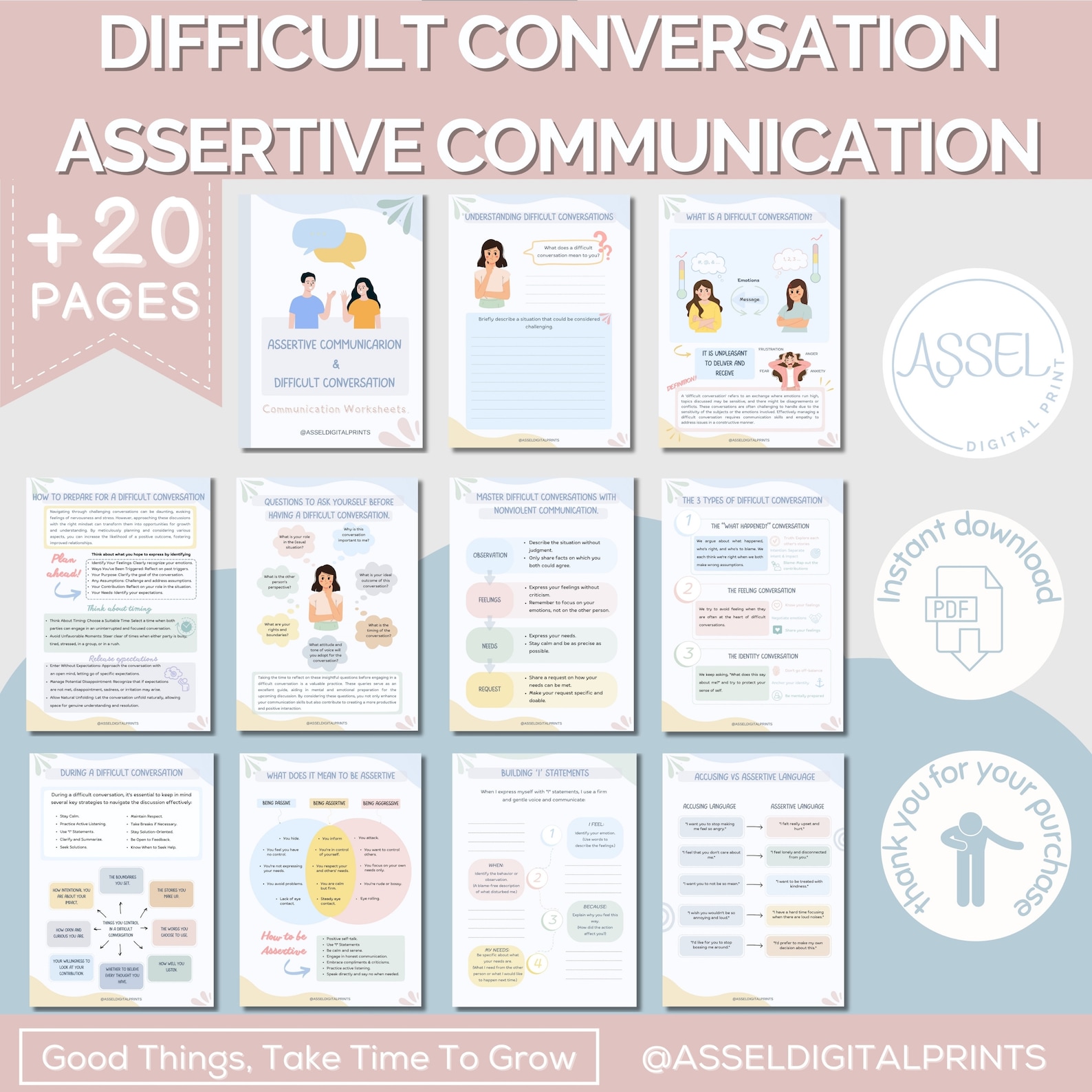 Assertive Communication Skills Bundle, Therapy Worksheets (PDF) - Etsy