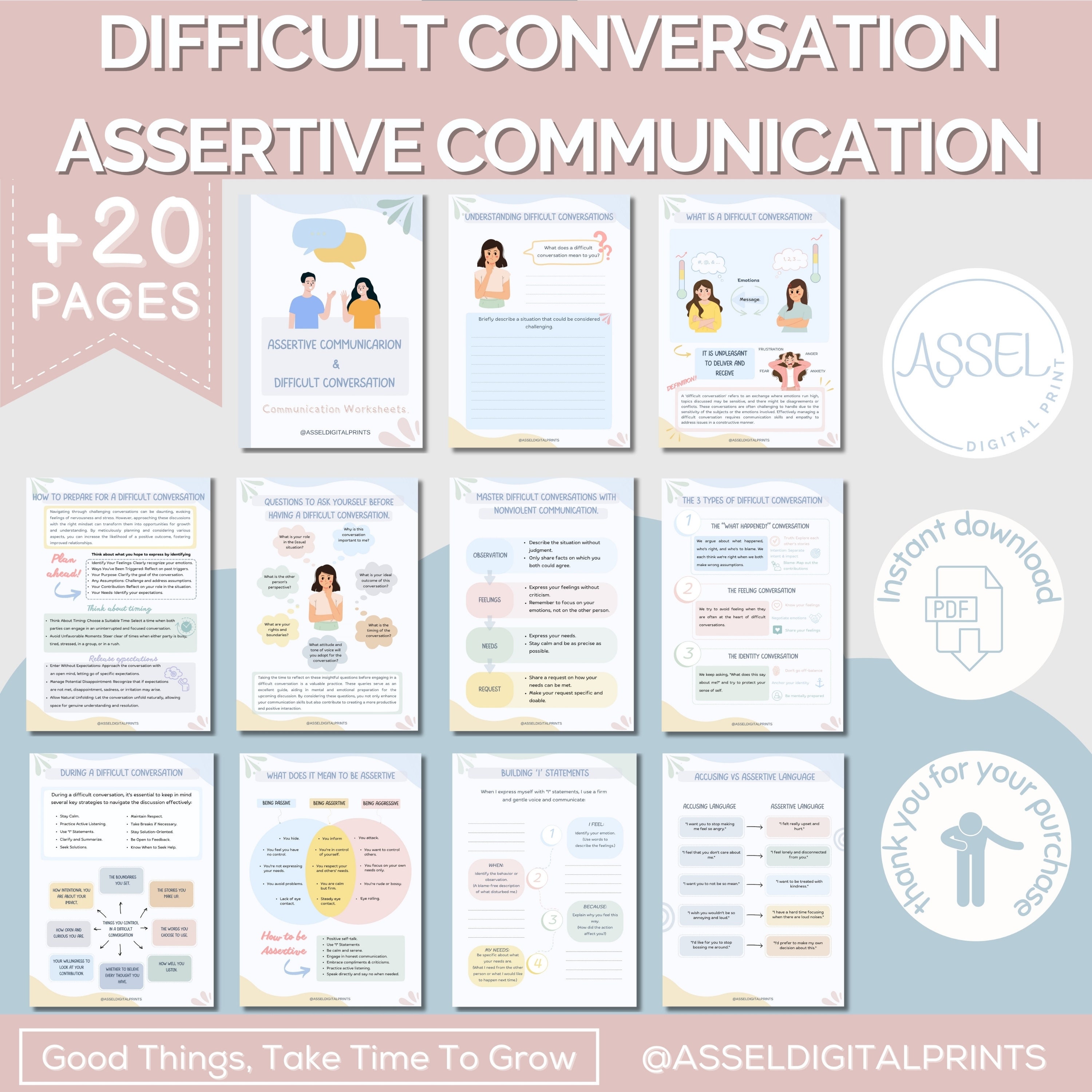 62 Assertive Communication Skills Bundle, Accountability ...