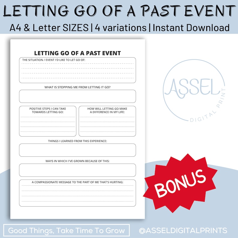 Letting Go of the Past or a Resentment,letting Go Forgiveness Printable ...