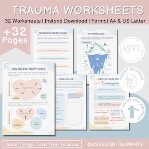 Trauma Worksheets Adult Bundle, CBT for Teens, Trauma Therapy Treatment ...