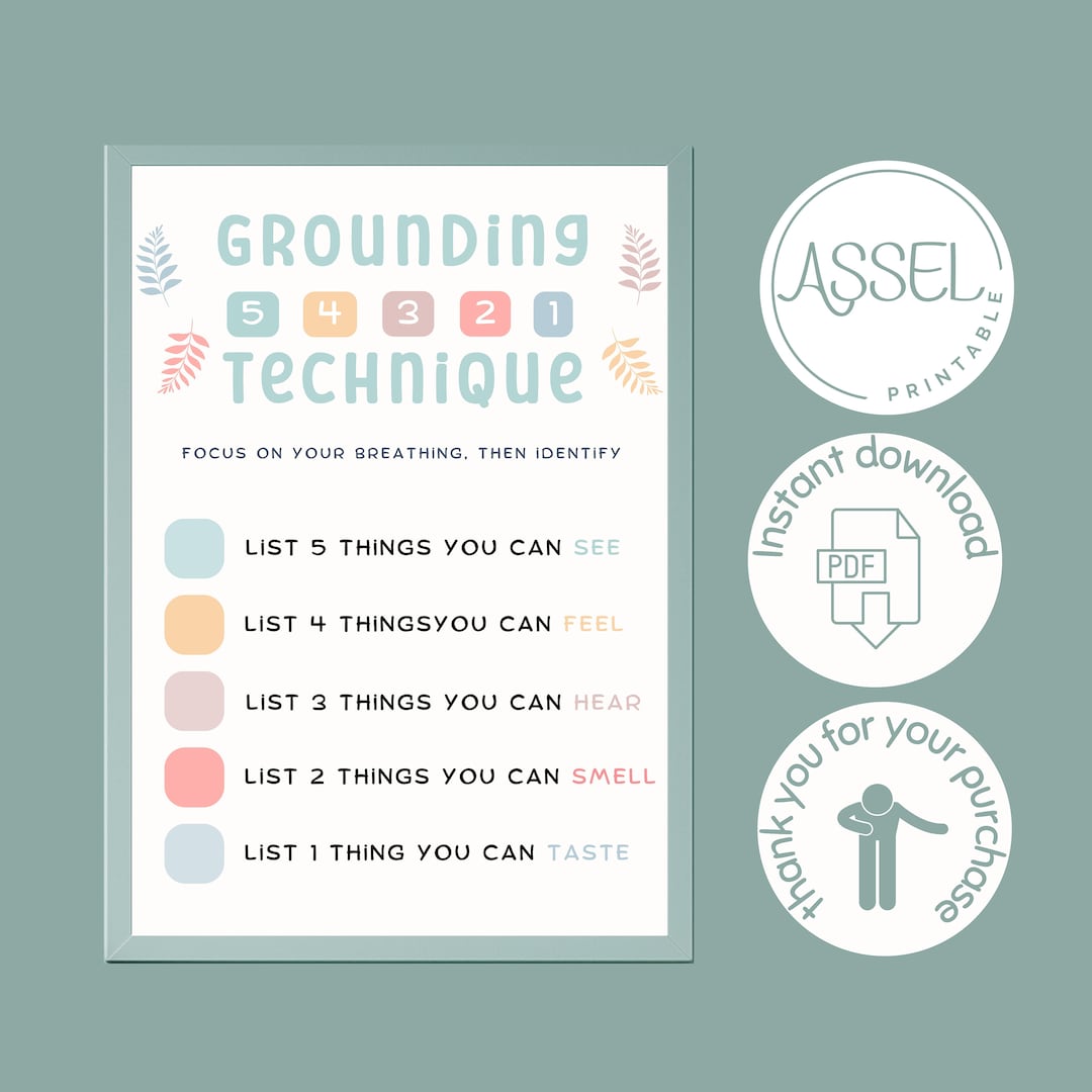 Grounding Technique Poster, Therapy Tools, Grounding Exercise Digital ...
