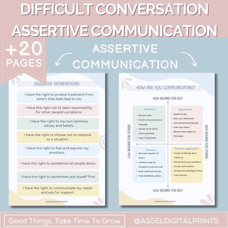 Difficult Conversations & Assertive Communication Worksheets (PDF) - Etsy