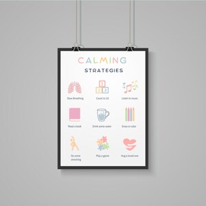 Calming Corner Strategies Poster Chart Therapy Office Decor Print ADHD ...