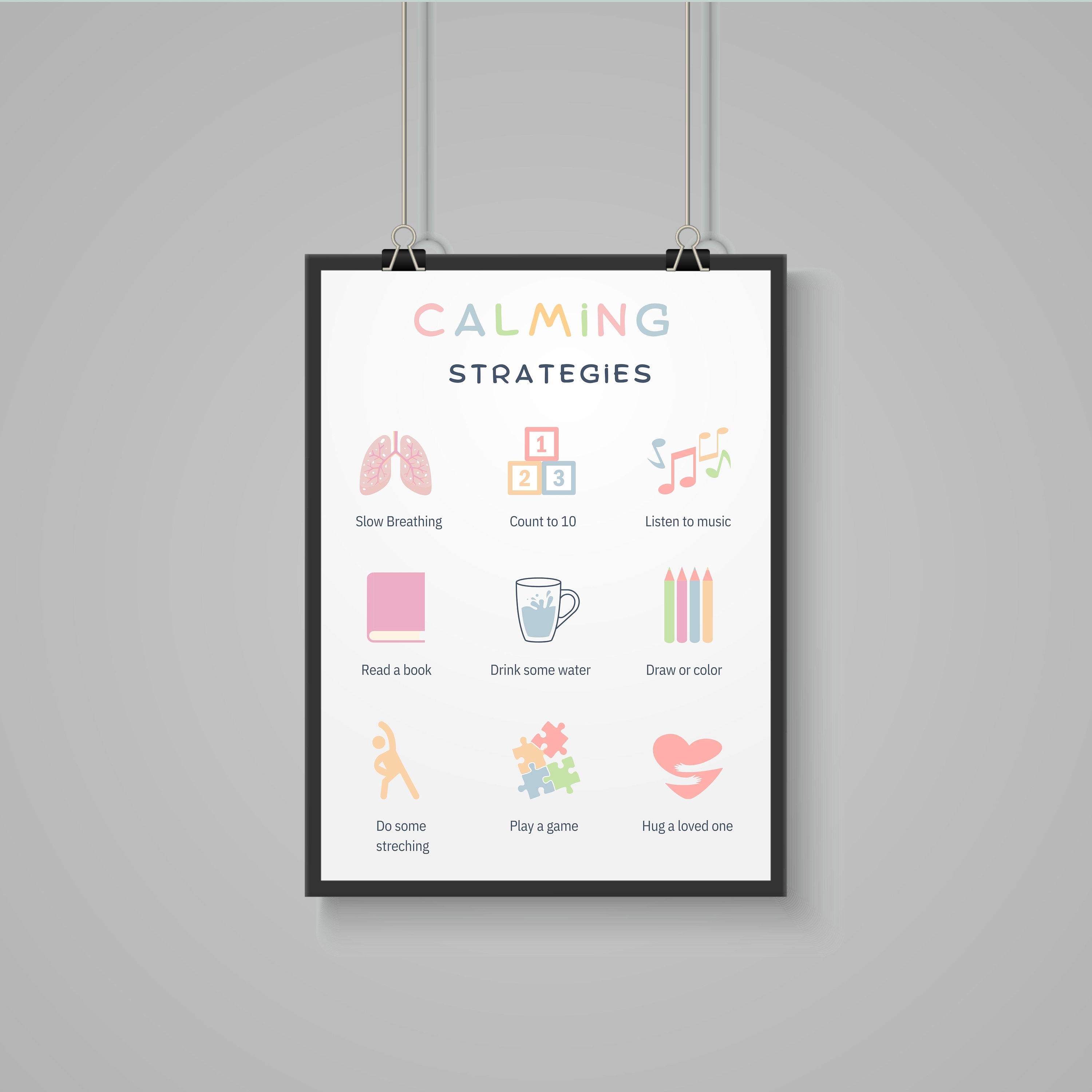 Calming Corner Strategies Poster Chart Therapy Office Decor - Etsy