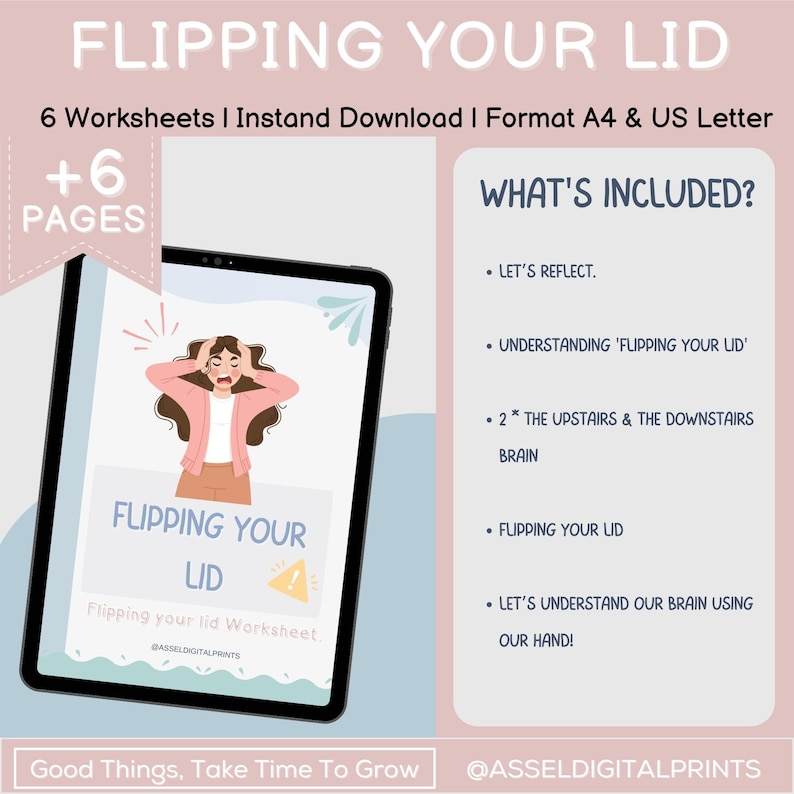 Flipping Your Lid Worksheet, Hand Model of Brain, Emotional Regulation ...