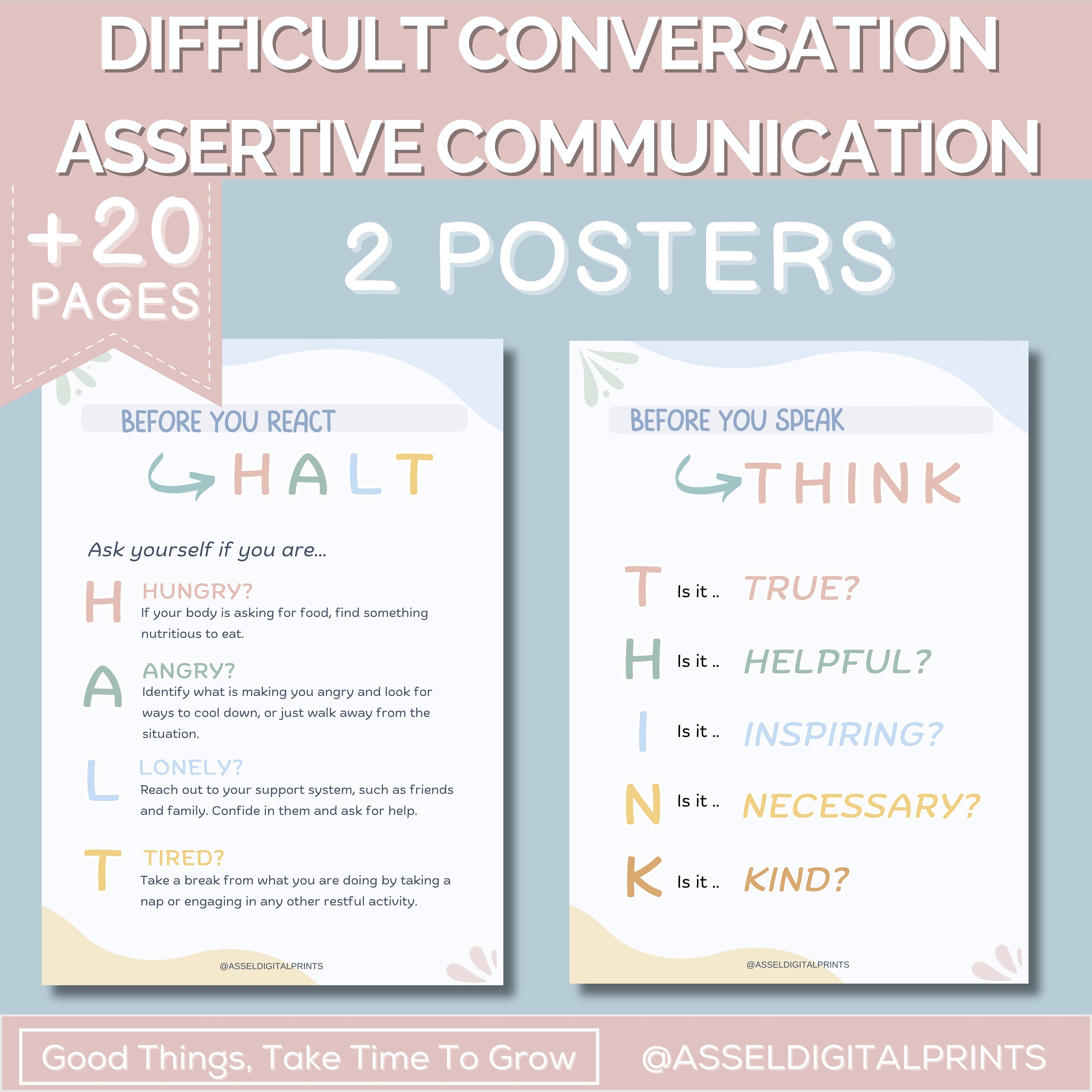 Difficult Conversations & Assertive Communication Worksheets (PDF) - Etsy
