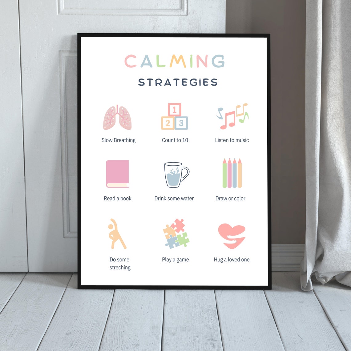 Calming Corner Strategies Poster Chart Therapy Office Decor - Etsy