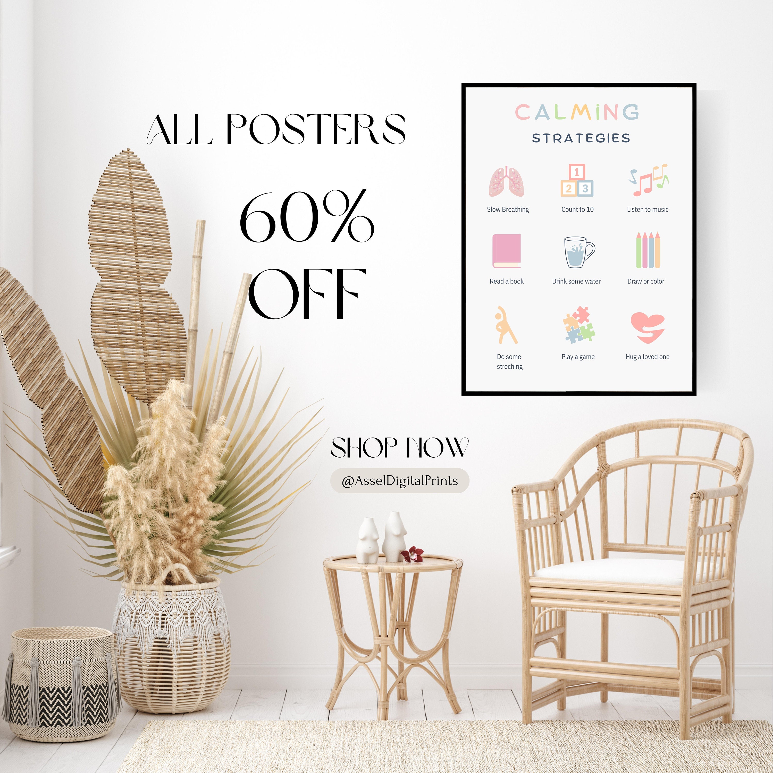 Calming Corner Strategies Poster Chart Therapy Office Decor - Etsy