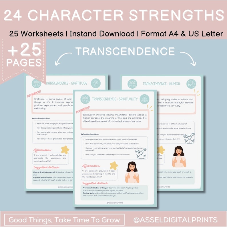 Character Strengths Worksheet Bundle, Teen Mental Health (PDF) - Etsy