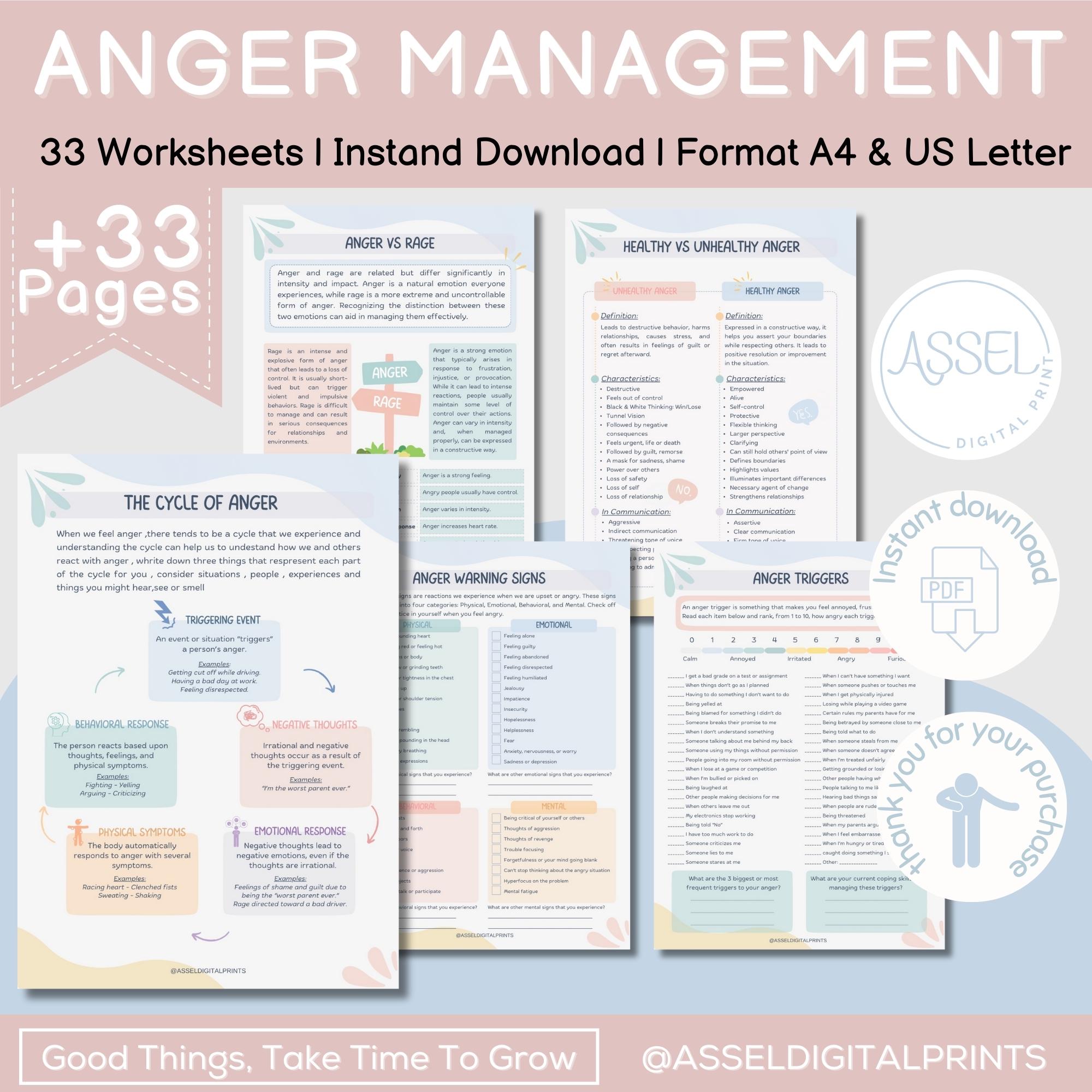 Anger Management Workbook, Calming Strategies Self-control, Therapy ...