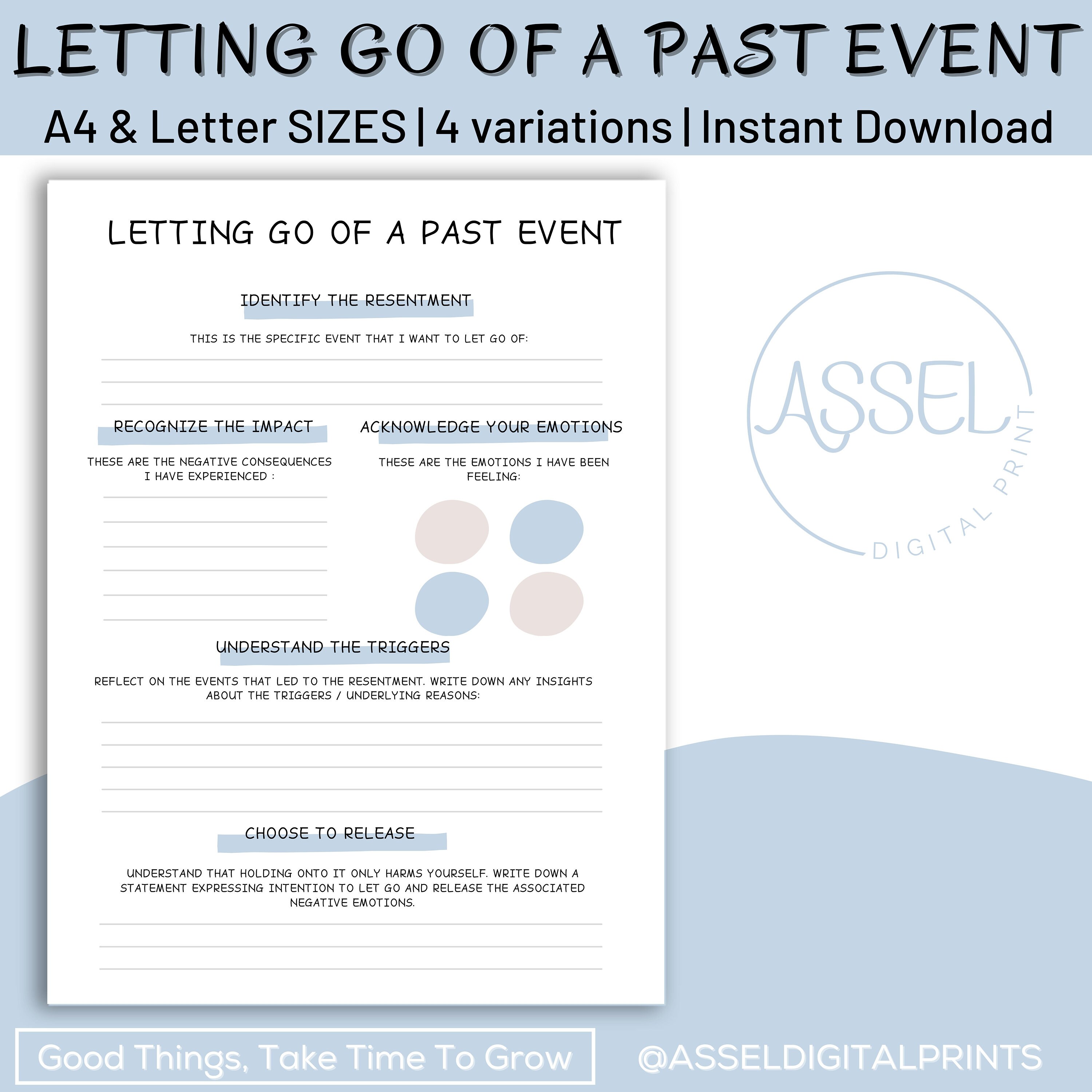 Letting Go Worksheet, Forgiveness Printable Journal (digital Download ...