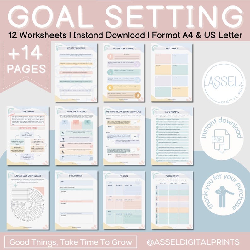 SMART Goal Setting Worksheet, Therapy Journal (PDF) - Etsy
