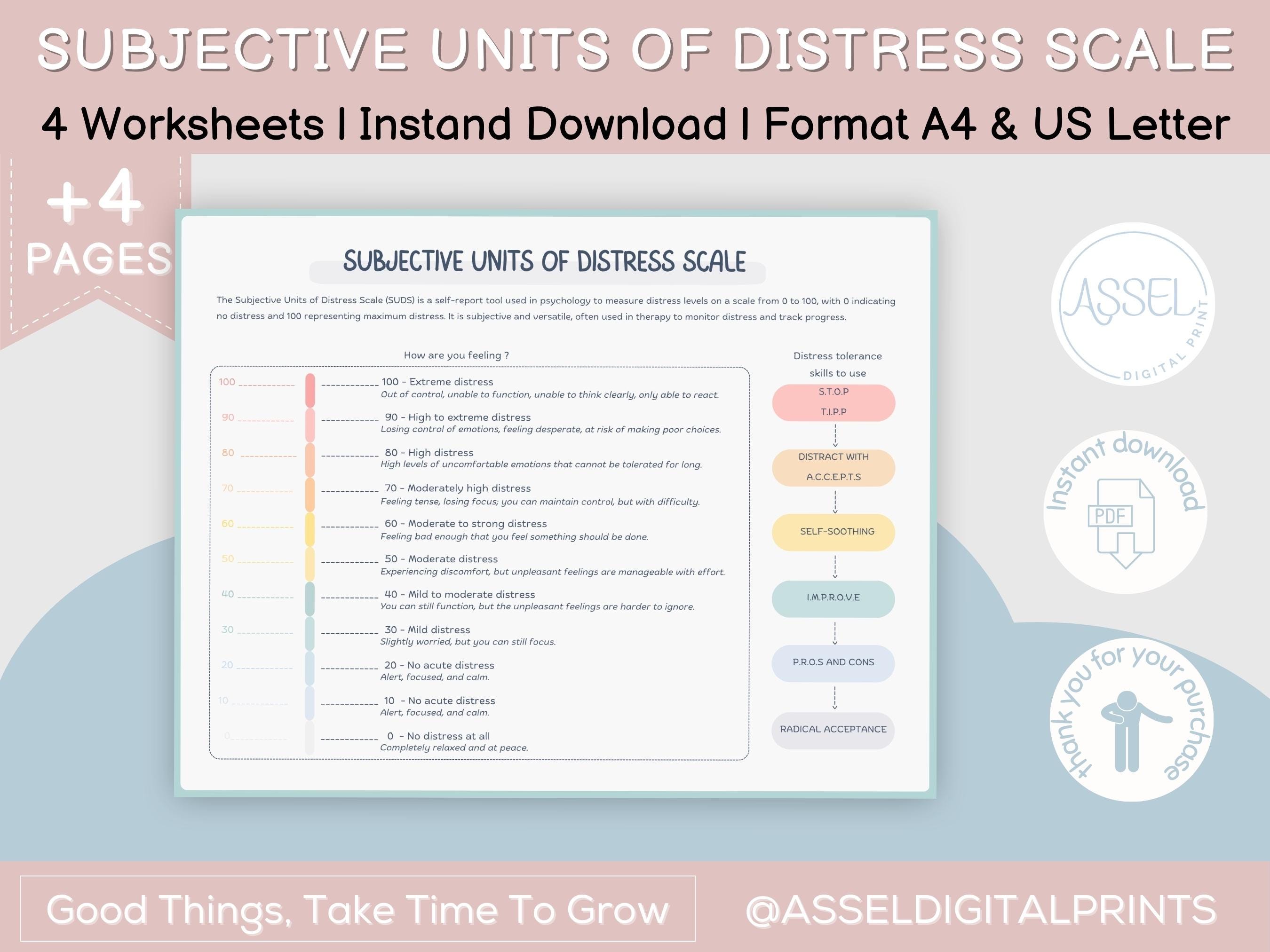 Subjective Units of Distress Scale, Suds , Therapy Worksheet, Emdr ...